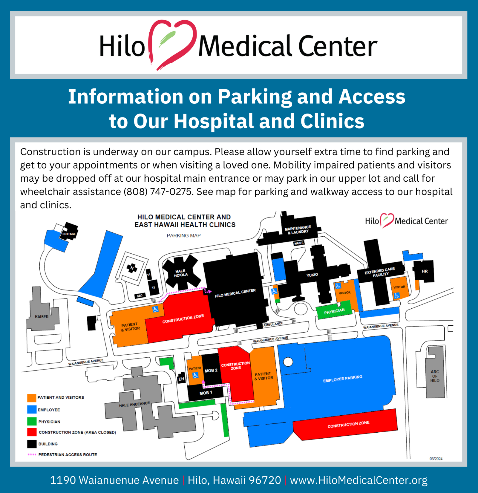 INFORMATION ON PARKING AND ACCESS TO OUR HOSPITAL AND CLINICS – Hilo ...